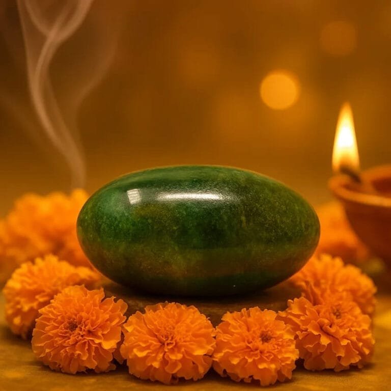 Original Margaj Shiva Lingam, Green Jade & Marakatha