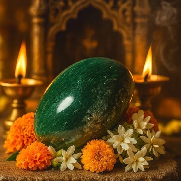 Original Margaj Shiva Lingam, Green Jade & Marakatha
